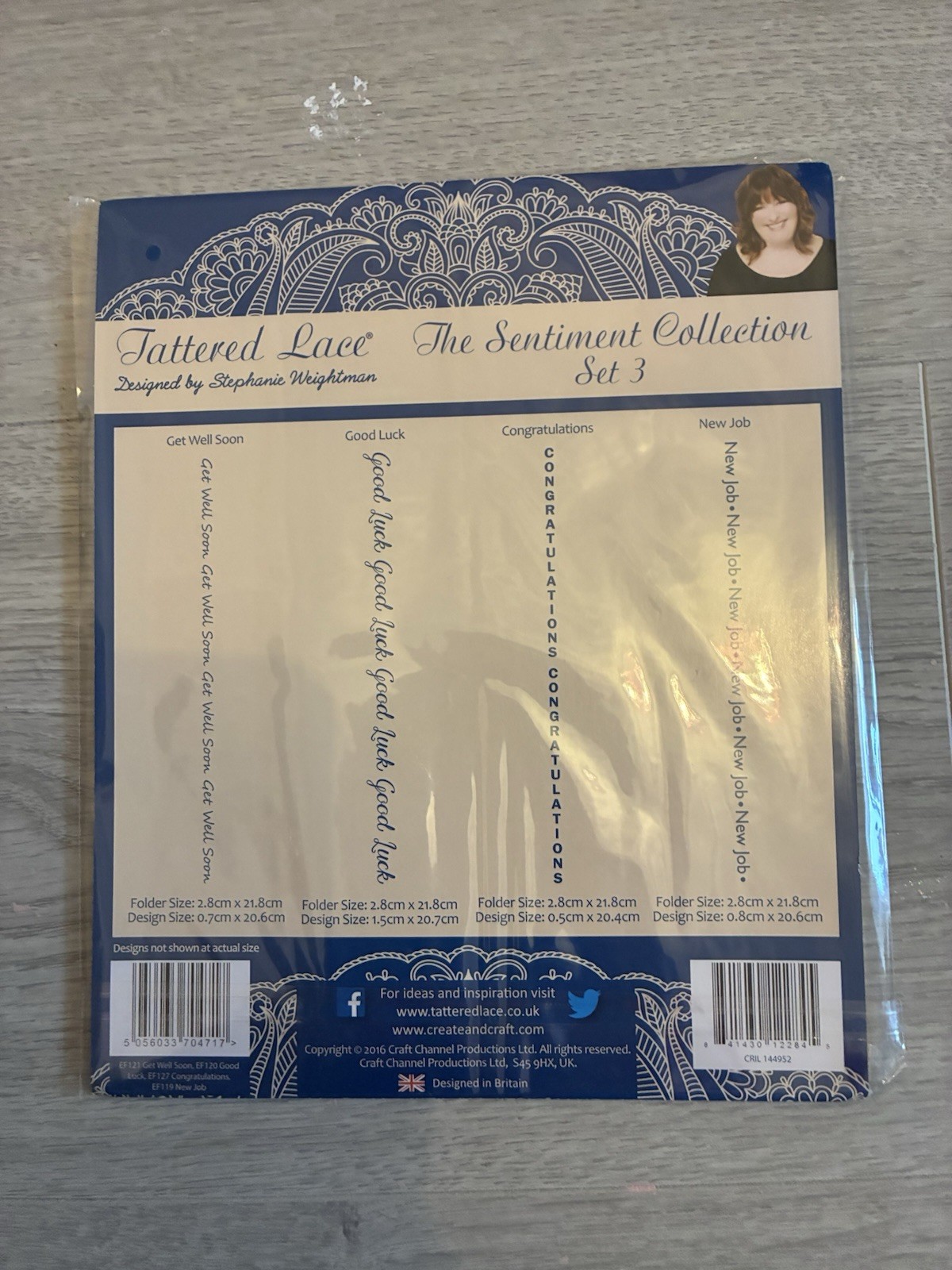Tattered Lace The Sentiment Collection Set 3 Embossing Folders ...