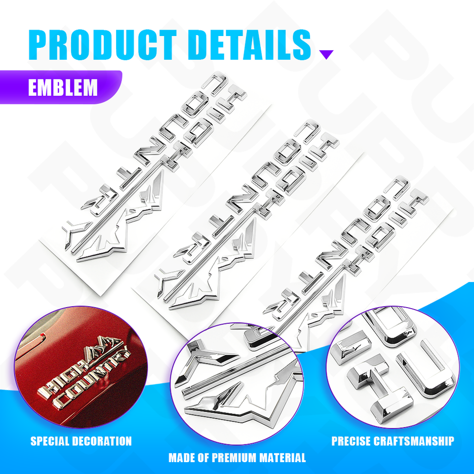 3x 3D Gloss Chrome High Country Fender Emblem Rear Badge For Silverado ...