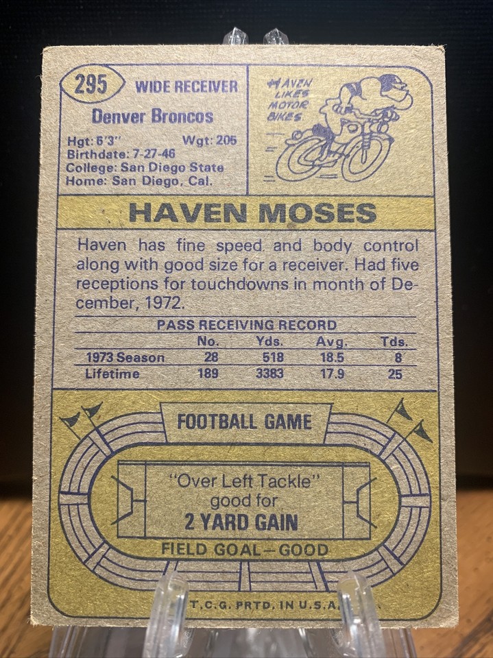 1974 Topps Haven Moses Denver Broncos #295 | eBay