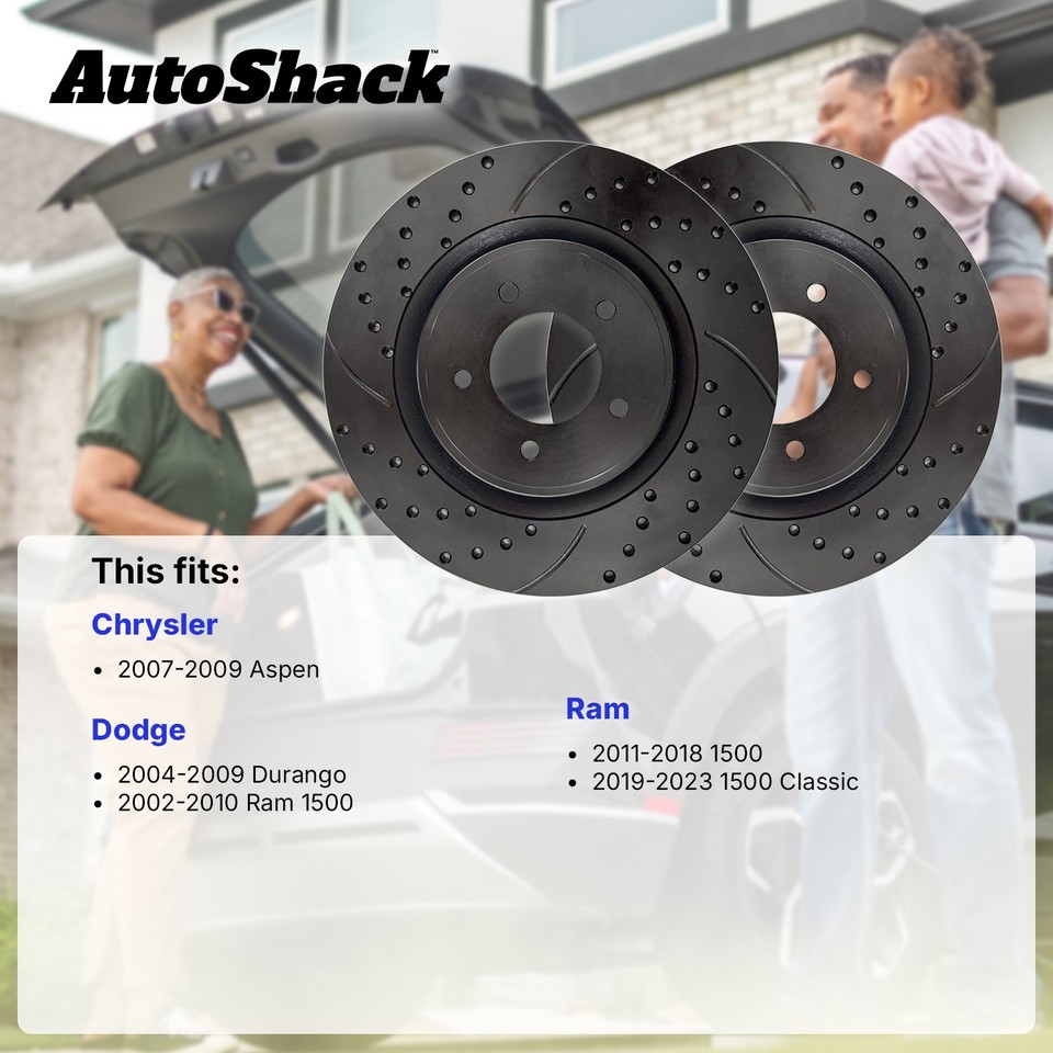 Front Coated Disc Brake Rotors Set for Dodge Durango 2002-2018 Ram 1500 ...