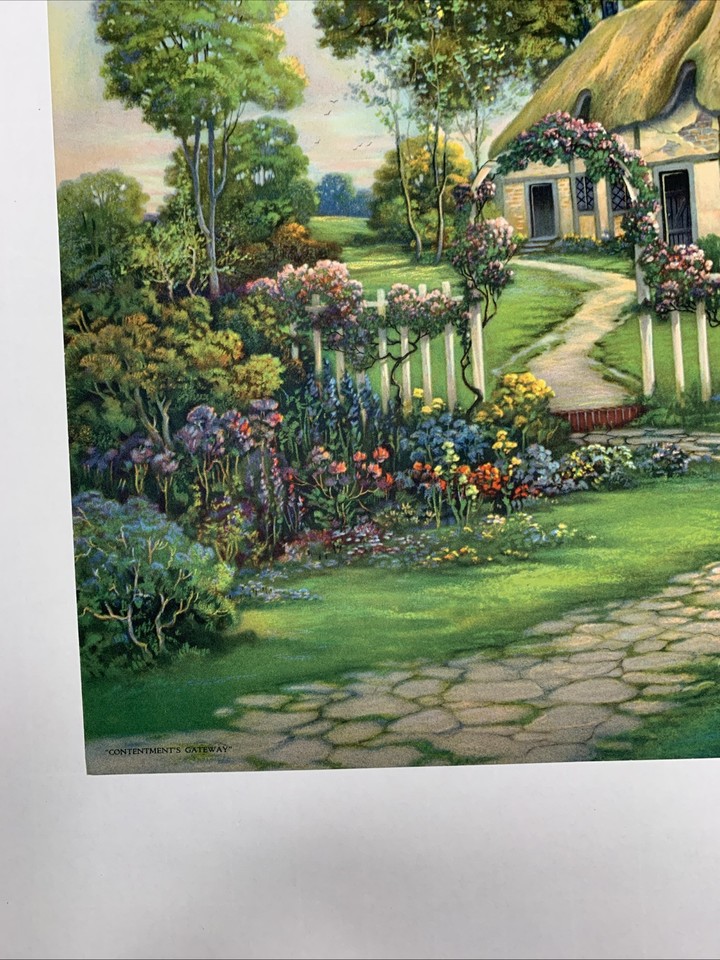 CHEERY!! Original Vintage Harry Hadland 12x15 Garden Print Vivid Color ...