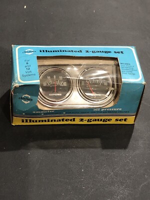 NOS Car Illuminated Dual Gauge Set Oil Pressure & Ammeter Hot Rod ...