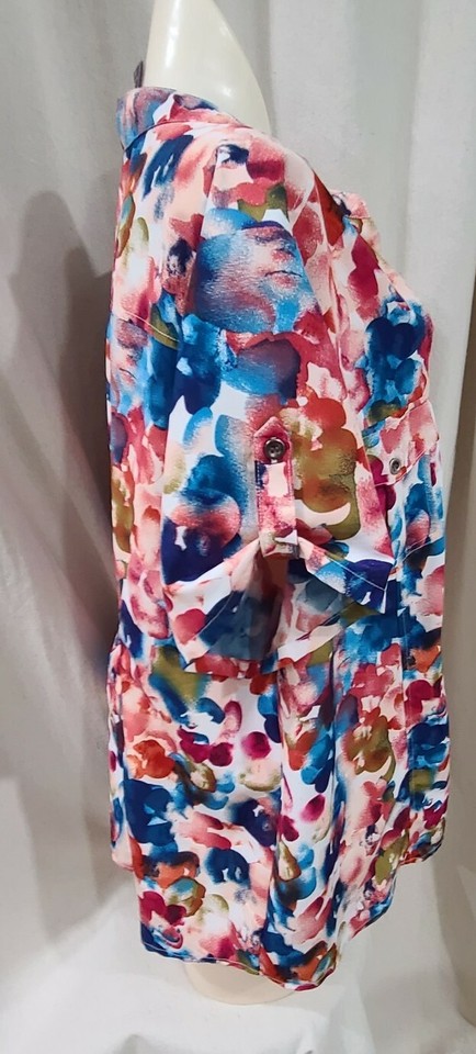 Laura Scott Woman Floral Button Up Top Blouse Plus Size 20/22W | eBay