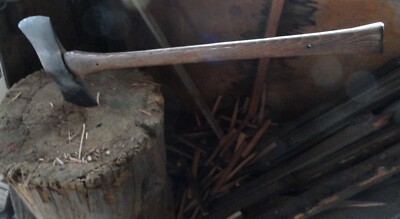 OLD FAITHFUL WARREN AXE DOUBLE BIT W-48 WALL DISPLAY 28" HANDLE FAST ...
