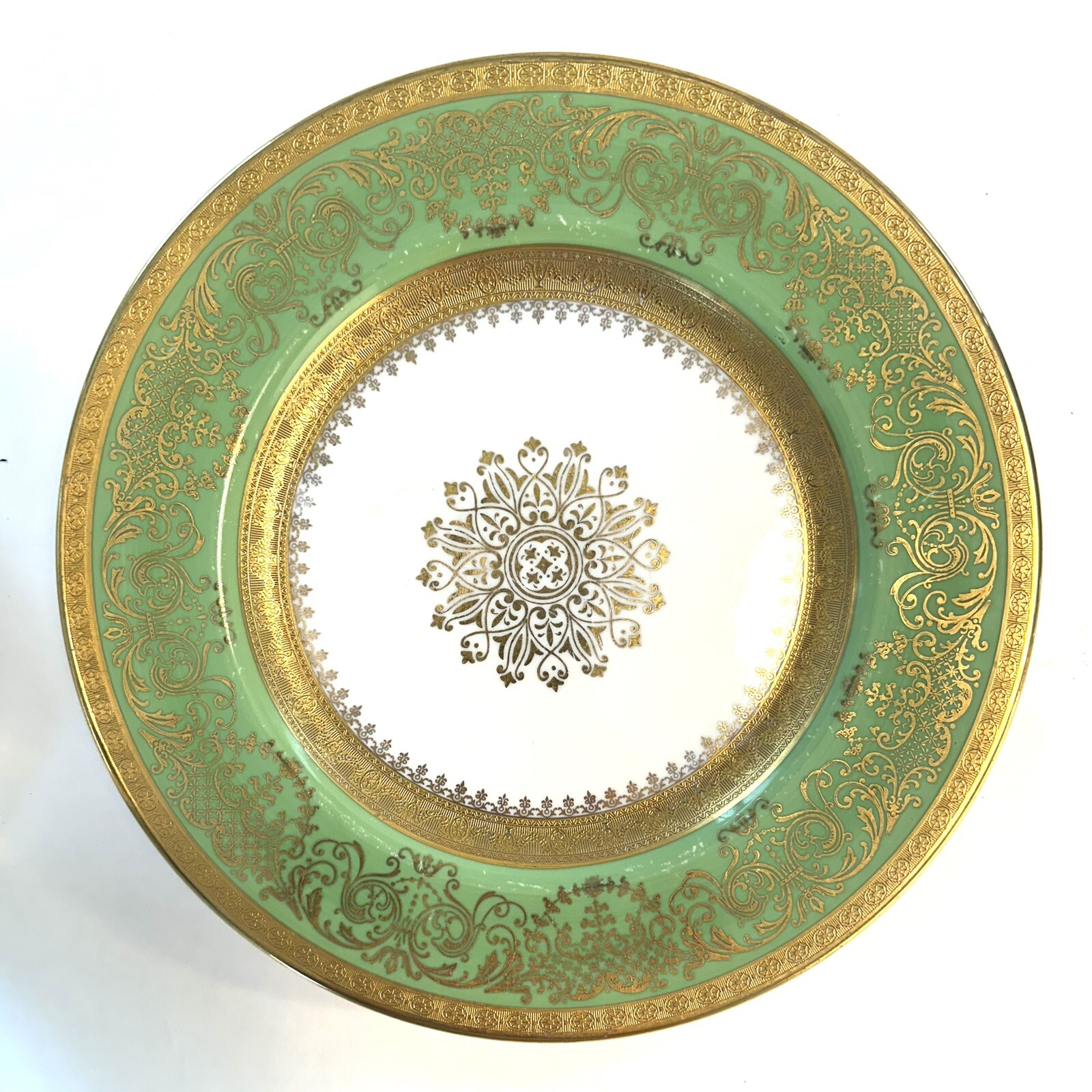 VTG Edgerton Gold Filigree And Green 10.5in Dinner Plate. Style E209-11 | eBay