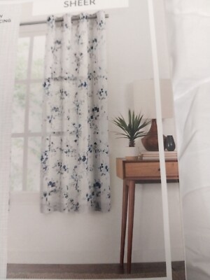 Fieldcrest Arden Cotton Sheer Grommet Panel Curtain 50in x 63in Floral ...