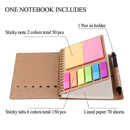 2 Packs Spiral Notebook Steno Pads Lined Notepad with Pen in Brown 2 ...