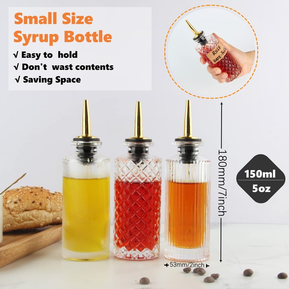 Syrup Dispenser Bottles Set 3 Packs 5 Oz Simple Small Syrup Bottles Set ...