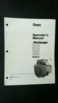 Onan Performer Engine Operator's Manual P216 P218 P220 P224 | eBay