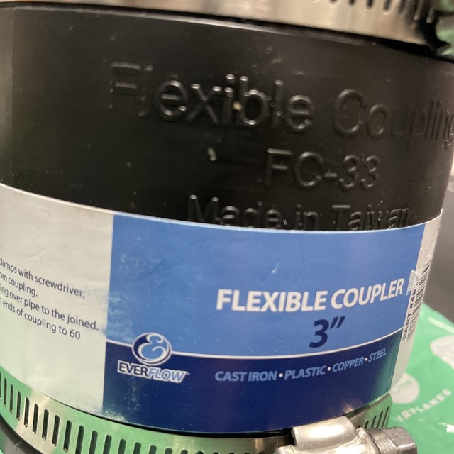 Everflow 3 Inch Flexible Coupling With Stainless Steel Clamps PVC ...