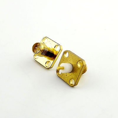 5pcs RP-SMA Female Male Pin 4 Holes Panel Mount Flange PTFE Solder RF ...