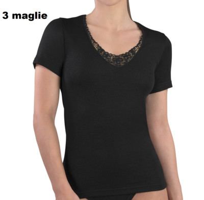 3 MAGLIE INTIME DONNA MANICA CORTA COTONE MAGLIA INTERNA IN FILO DI ...