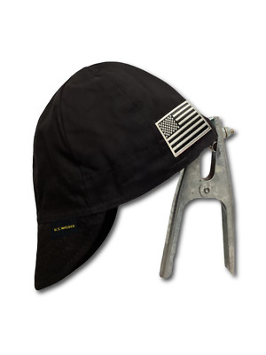 White/Black American Flag US WELDER Welding Cap Hat Black Reverse ...