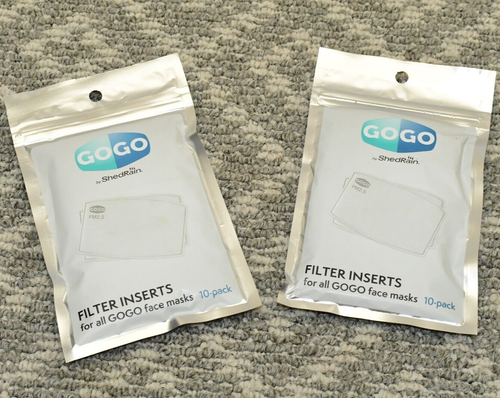 2 Packs GoGo Face Mask Filter Inserts PM2.5 ShedRain 10 Filters Each ...