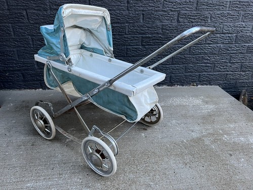 Vintage Welsh Baby Doll Carriage Stroller Aqua Blue White | eBay