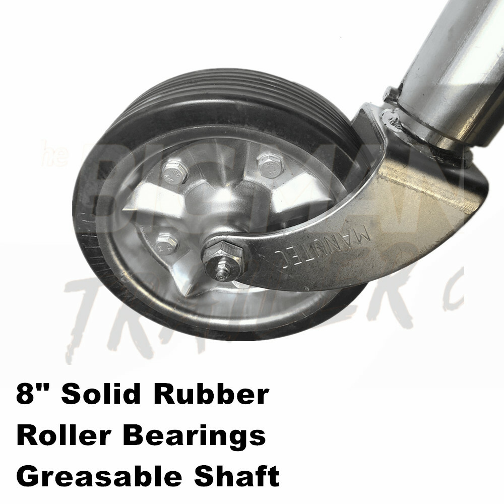 Manutec Trailer 8" Heavy Duty Jockey Wheel Side Winding Swivel Bracket ...