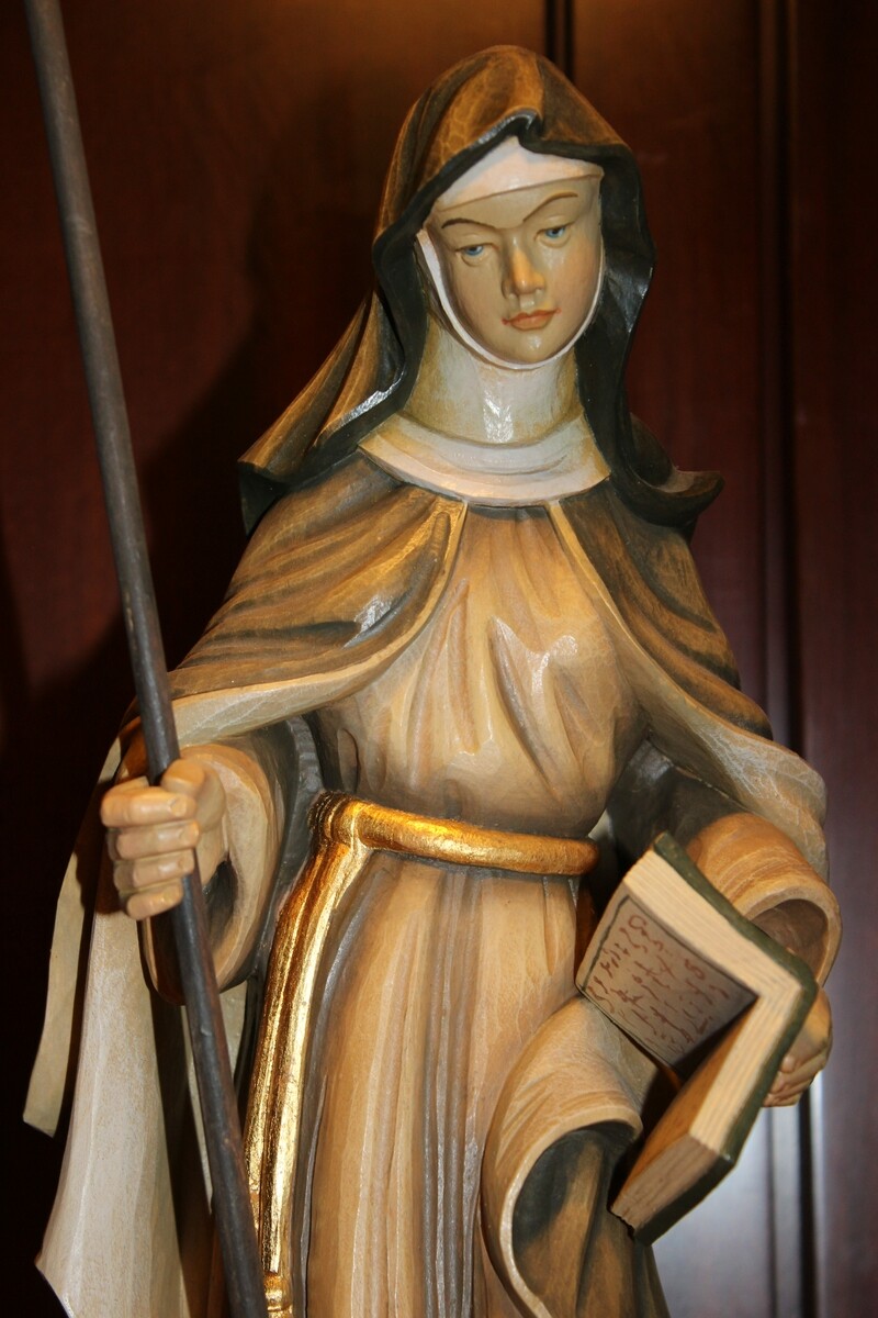16" HAND CARVED WOOD CATHOLIC PATRON SAINT VERENA STATUE FIGURE ...