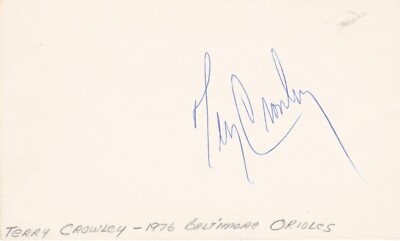 Terry Crowley 1976 Orioles Auto Signed 3x5 Index Card Free Shipping! | eBay