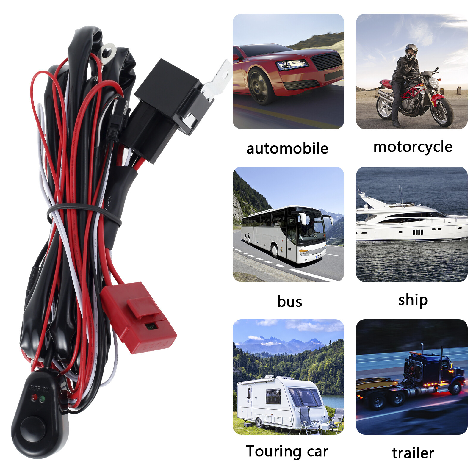 LED Light Bar Wiring Harness Kit 12V 40A Safe On Off Switch Power Relay ...