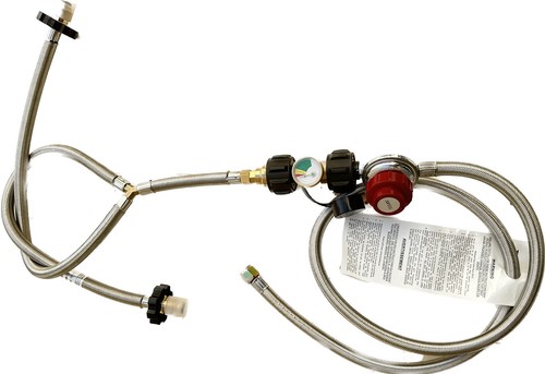 7ft Stainless Braided LP Propane Regulator Hose Dual Tanks Y Splitter ...