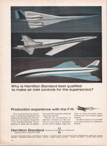 Hamilton Standard F111 SST Supersonic Jet Inlet Controls Vintage Print ...