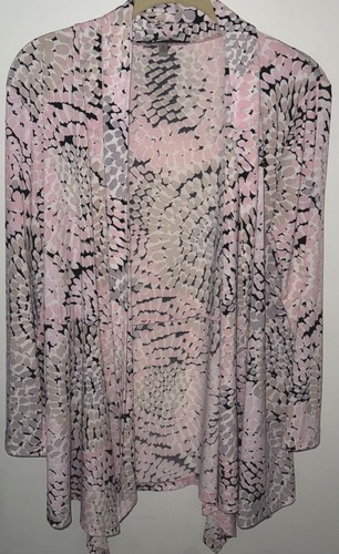 Kasper Top Women's Medium Pink Draped Cardigan Long Sleeve Flowy Chic ...