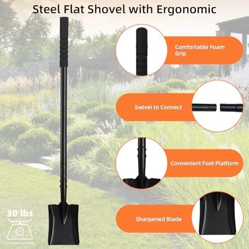 Small square shovel heavy duty garden tool 43 inch | eBay