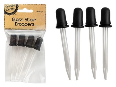 4pc Clear Glass Craft Stain Droppers Paint Glue Ink Oil Liquid Dropper ...