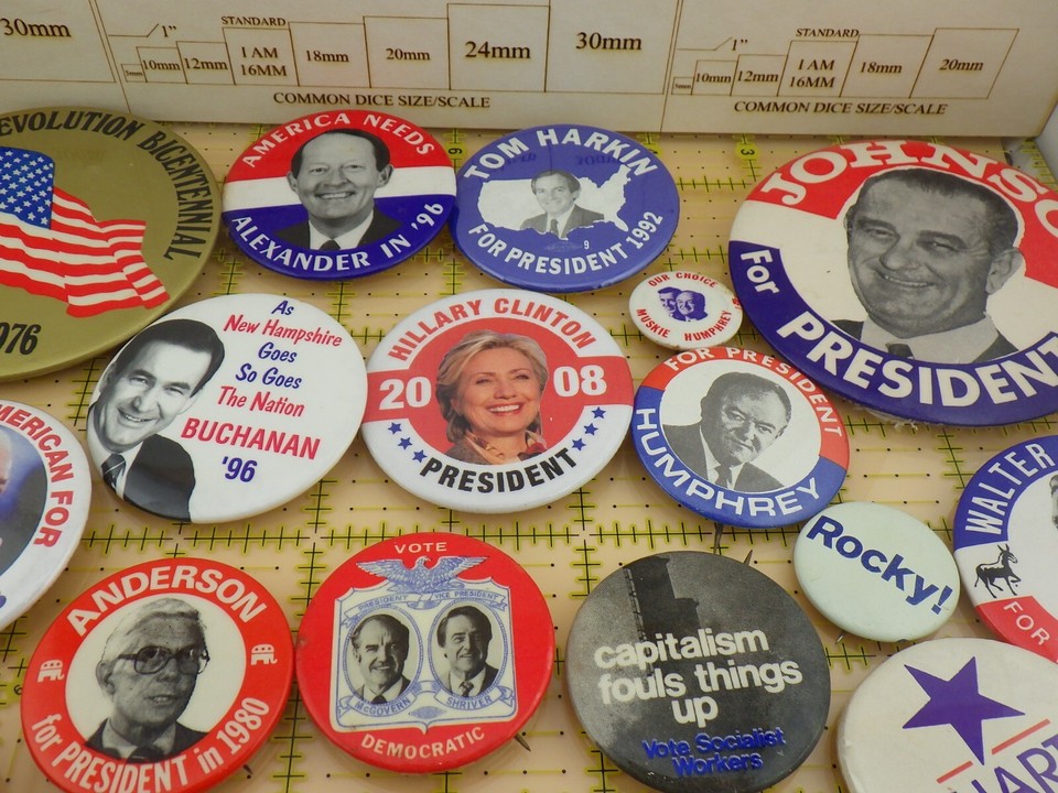 Political Pinback Button Collection Lot x67 Assortment Mix Old Vintage ...