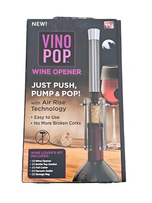 Vino Pop Wine Opener with Air Rise Technology - New, Sealed in Box | eBay