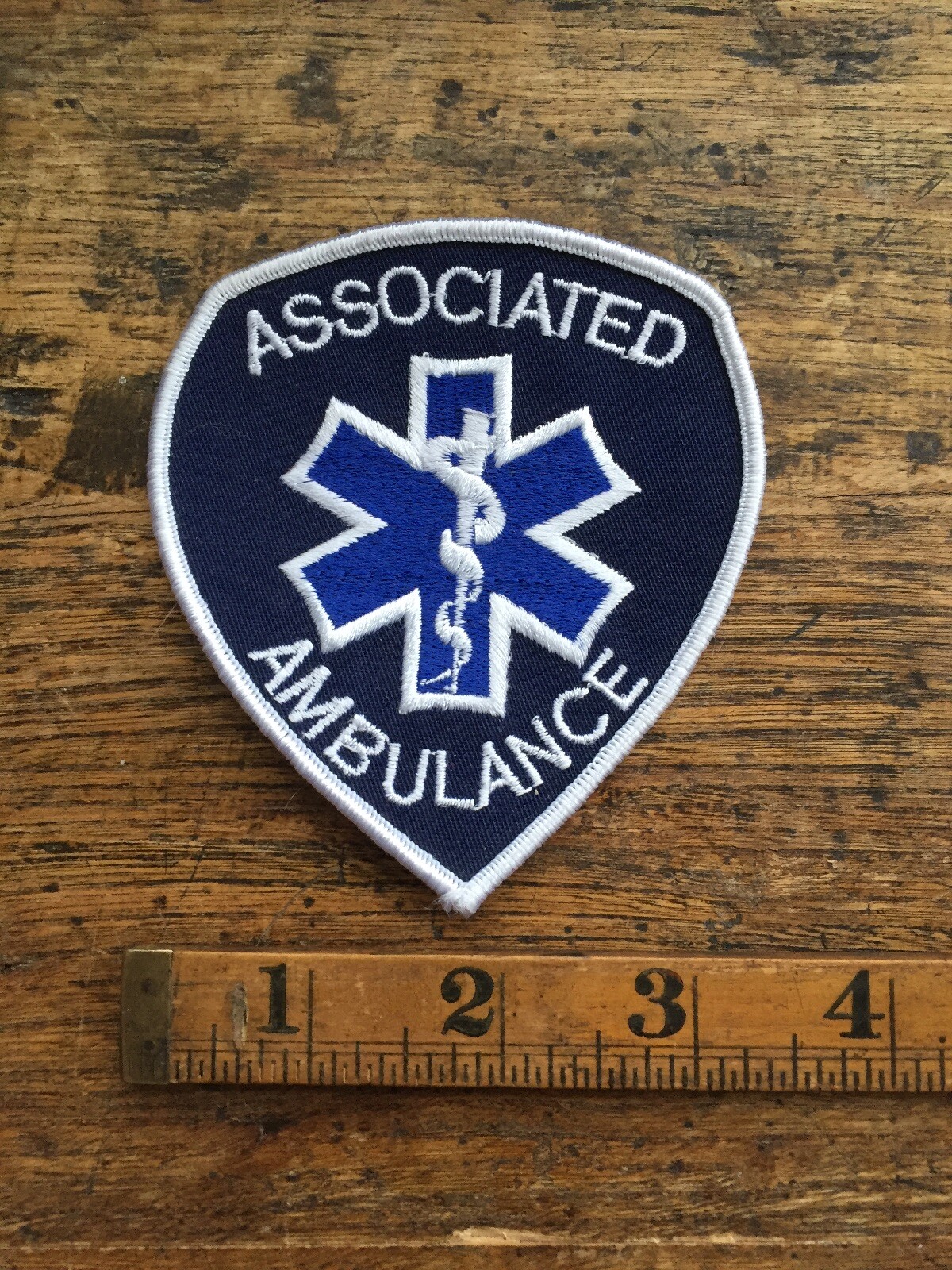 Vtg Associated Ambulance Embroidered Sew Patch 3.75” Medic Blue EMT EMR ...