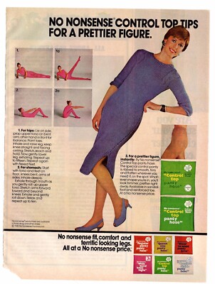 vintage 1980s magazine print ad NO NONSENSE Control Top Pantyhose sexy ...