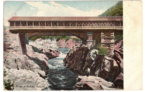 c1905 UDB Postcard: Covered Bridge at Bellows Falls, Vermont | eBay