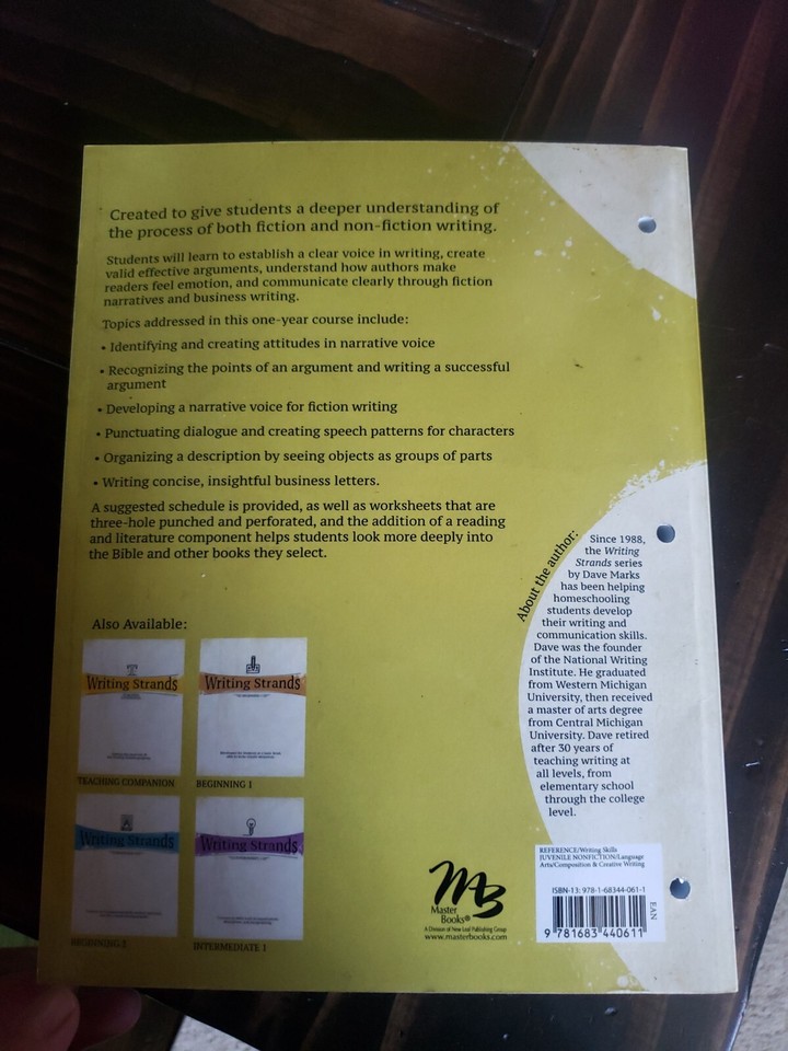 Writing Strands: Intermediate 2 Master Books 9781683440611| eBay