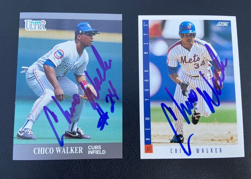 1991 Fleer Ultra Update #U-74 & 1993 Score #399 Chico Walker Signed ...