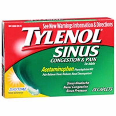 Tylenol Sinus Congestion And Pain Caplets Daytime 24 Caps By Tylenol ...