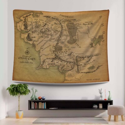Middle Earth Tapestry, Rohan Map Art, LOTR Wall Hanging, Tolkien Map ...