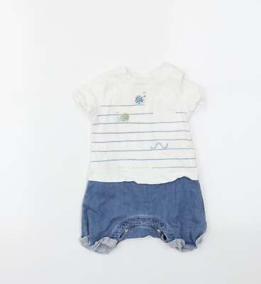 M Baby Blue Cotton Blend Babygrow Size 3-6 Months | eBay UK