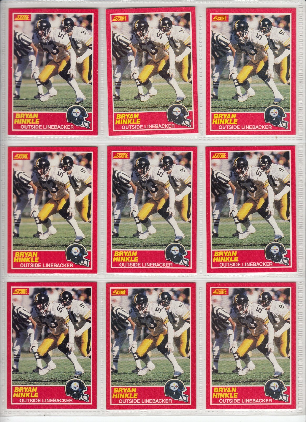 Brian Hinkle 1989 Score NFL Football Lot of 9 Rookie Cards # 206 ...