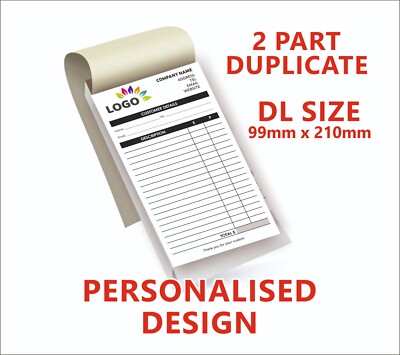 PERSONALISED DL SIZE INVOICE BOOK RECIPT BOOK ORDER PAD / NCR / RECEIPT ...