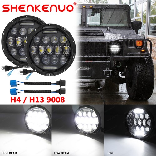 For Hummer H1 2002-2006 7 Inch Metal LED Headlights Headlamp High Low ...