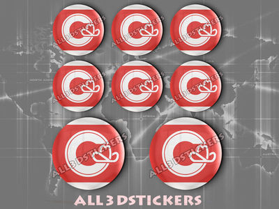8 x 3D ROUND Stickers Resin Domed Flag Calgary - Adhesive Decal Vinyl ...