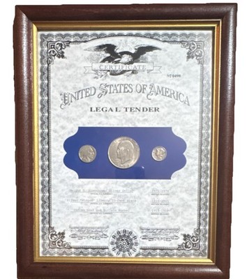 Framed US Legal Tender Silver Coin Set $1 10¢ 5¢ 1913-1979 w ...