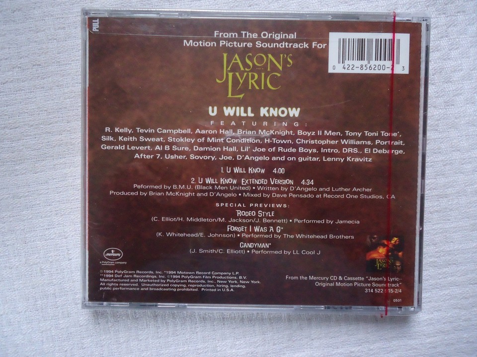 U Will Know [Single] by Black Men United (CD, Oct-1994, Mercury ...