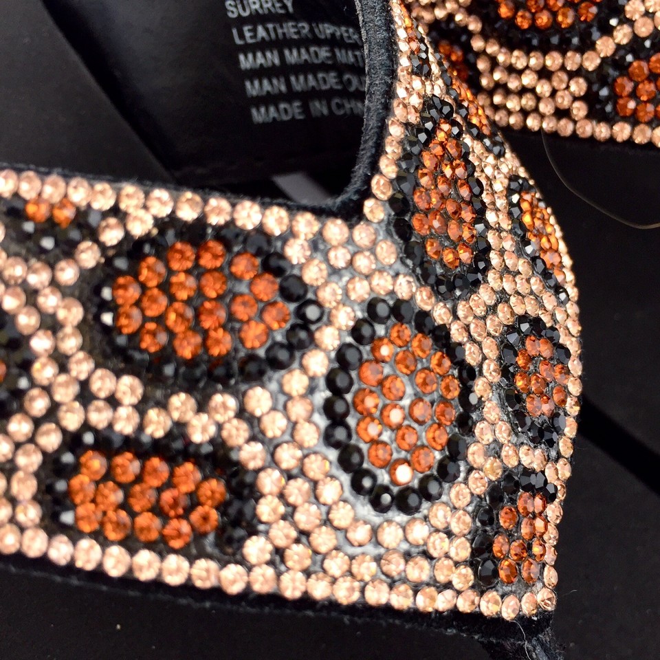 Yellow Box Leopard Surrey Flip Flops Rhinestone Sparkle Sandals Womens ...