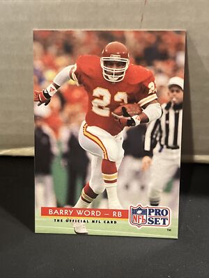BARRY WORD 1992 PRO SET FOOTBALL CARD # 206 Kansas City Cheifs Vtg Nfl ...