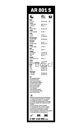 BOSCH Wiper Blade Front Kit For BMW CHEVROLET CHRYSLER CITROEN 95-19 ...