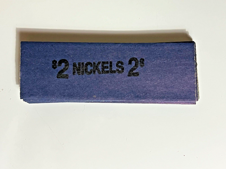 Twenty-Five (25) US $5 Nickels Coin Wrappers Solid Color Blue Flat ...