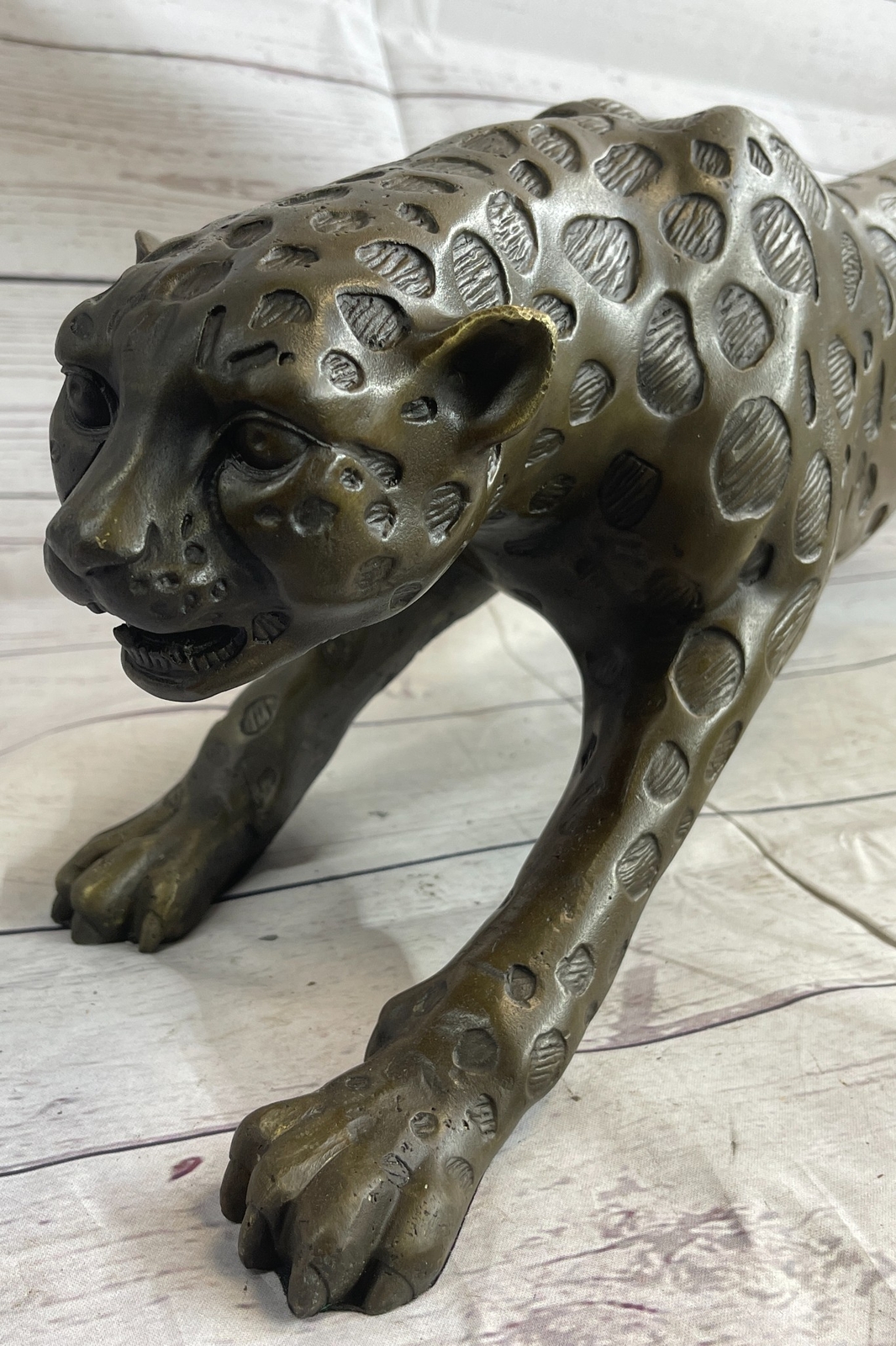 Detail Handmade Metal Bronze Jaguar Leopard Animal Figure Length 32 ...