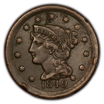 1849 1c Braided Hair Large Cent - AU Details - SKU-Y4690 | eBay